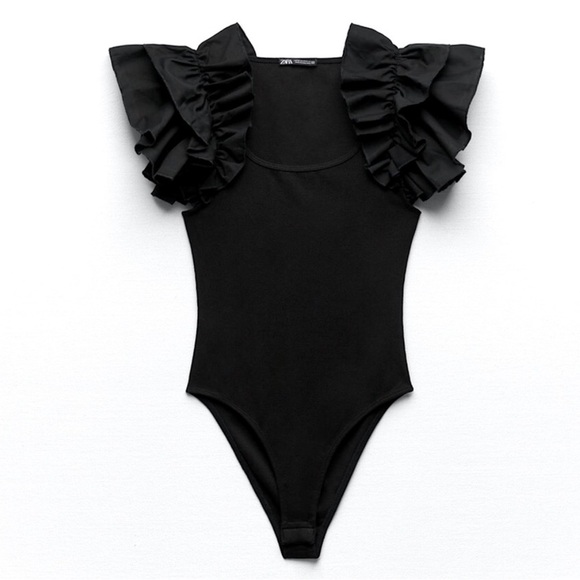 Zara | Tops | Nwt Zara Ruffled Sleeves Bodysuit | Poshmark